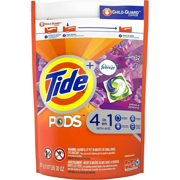 Tide PODS 4 in 1, Plus Febreze, Laundry Detergent Liquid Pacs, Spring ...