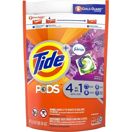 Tide PODS 4 in 1, Plus Febreze, Laundry Detergent Liquid Pacs, Spring ...
