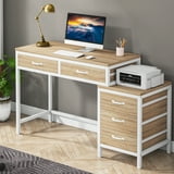 Tribesigns Solid Wood Computer Desk with 3 File Drawers and Storage ...