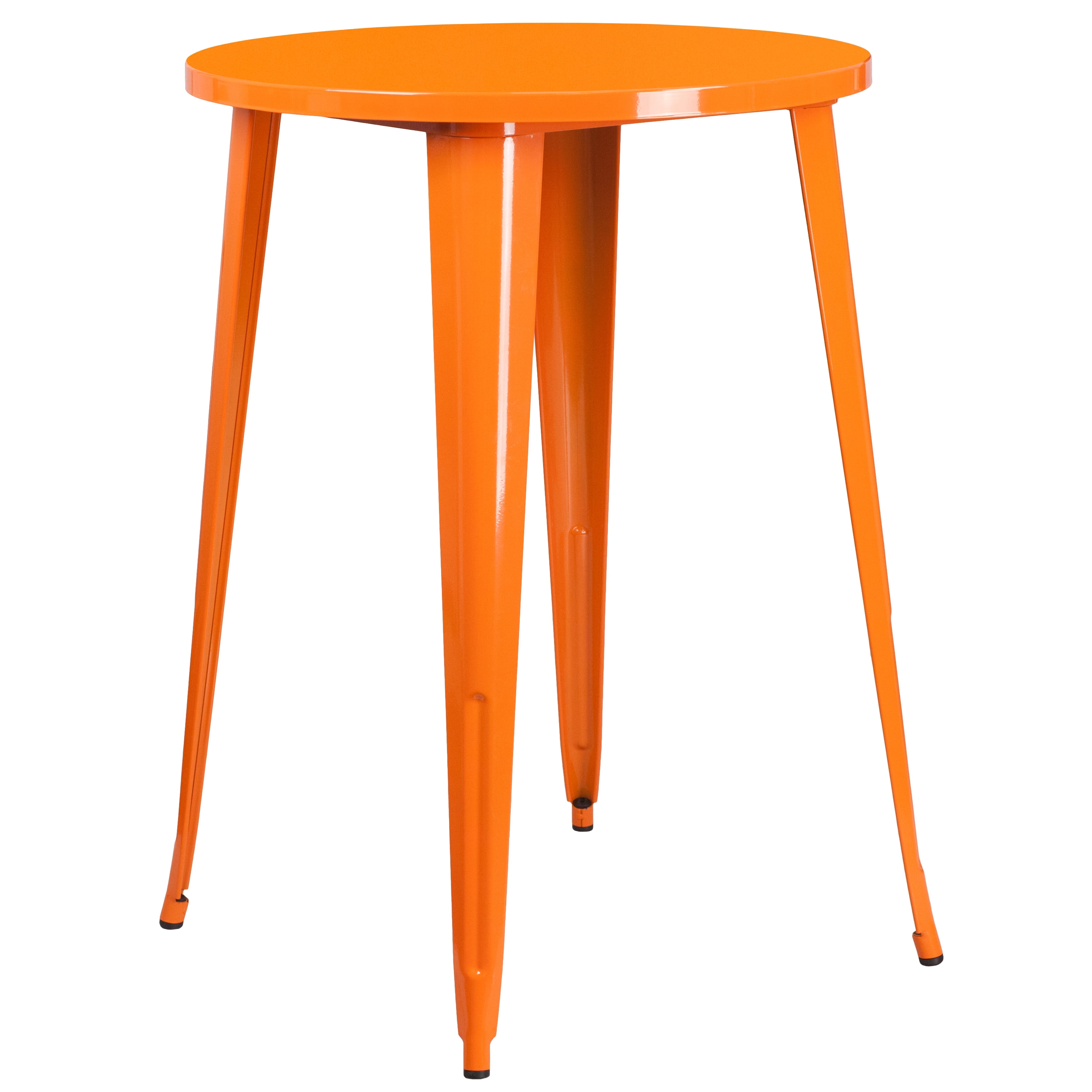 Flash Furniture Commercial Grade 30" Round Orange Metal Indoor-Outdoor ...
