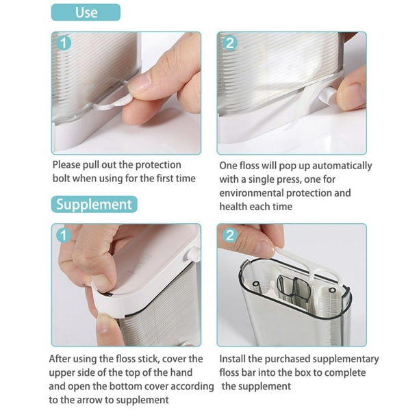 Bright White Diamond Dental Floss-Pick Holder, Dispenser Includes 88 ...