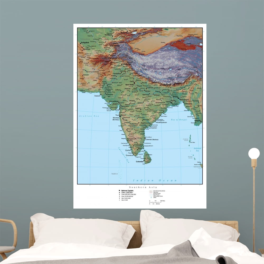 Map India Wall Mural Decal Sticker, Wallmonkeys Peel & Stick Vinyl ...