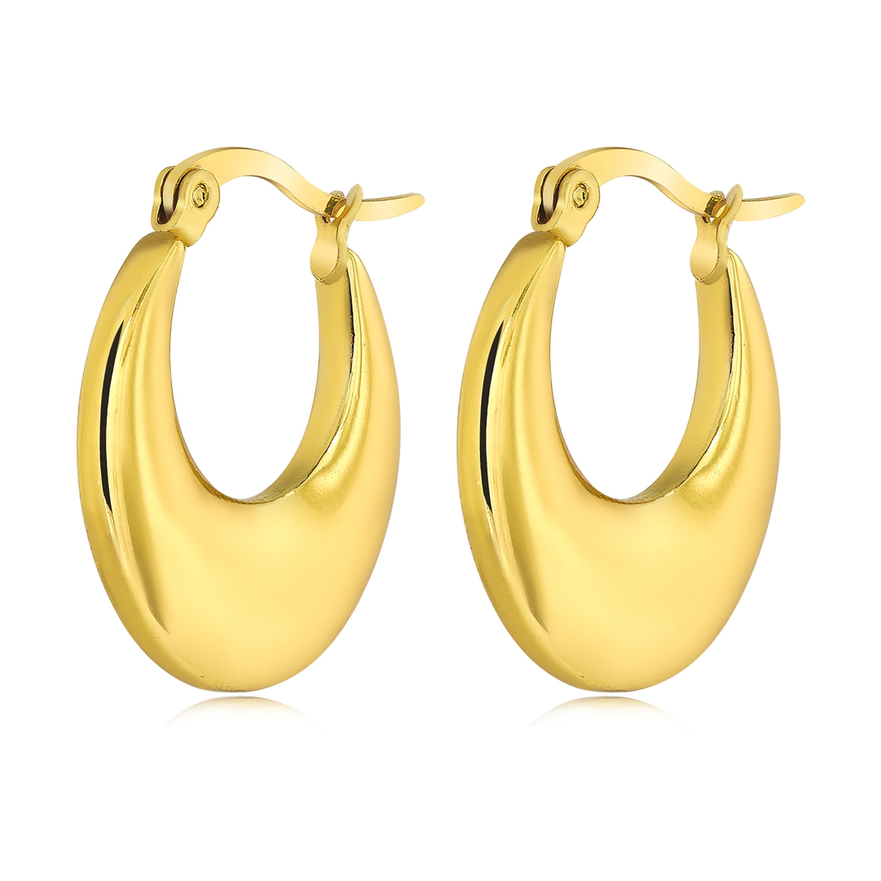 Click here for Jeenmata Chunky Gold Hoop Earrings In Yellow Gold... prices