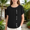 Big Girls T-Shirts Casual Button Down Soft Breathable Textured Loose ...