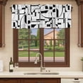 Black White Linear Grid 2 Panels Kitchen Valance, Modern Abstract ...