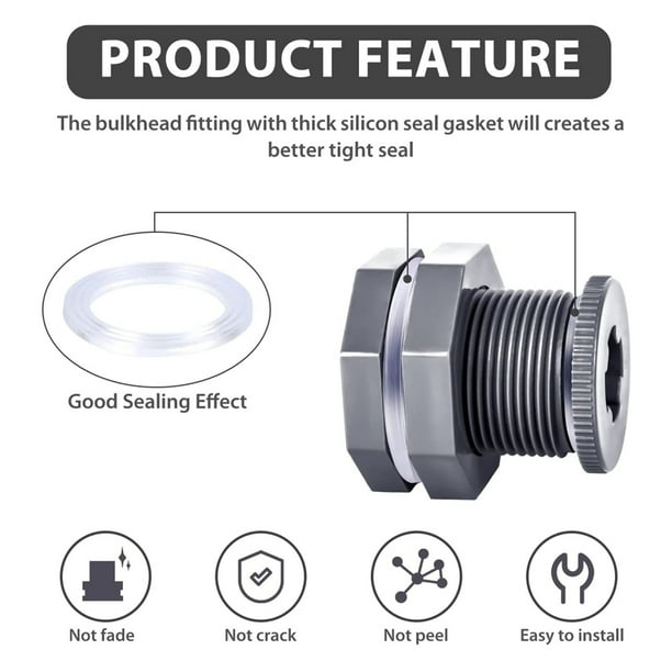 3/4 Inch Bulkhead Fitting with Plugs Thick Seal PVC Water Tank ...