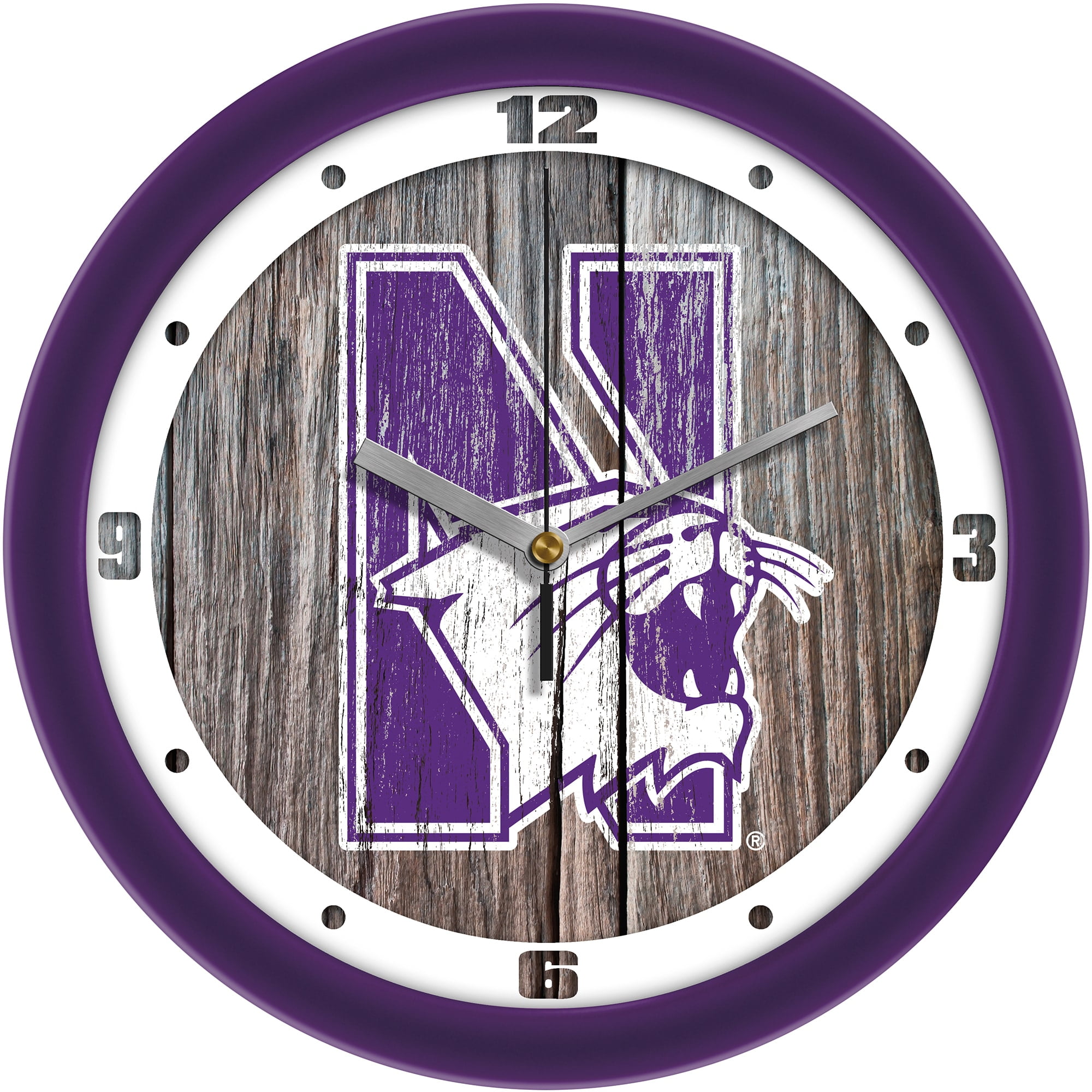Northwestern Wildcats 11.5'' Suntime Premium Glass Face Weathered Wood ...