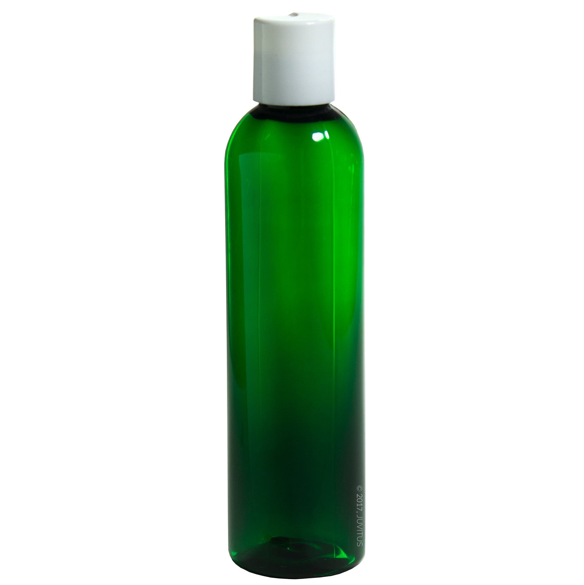 Green Plastic Slim Cosmo Bottle with White Disc Cap - 8 oz / 250 ml ...