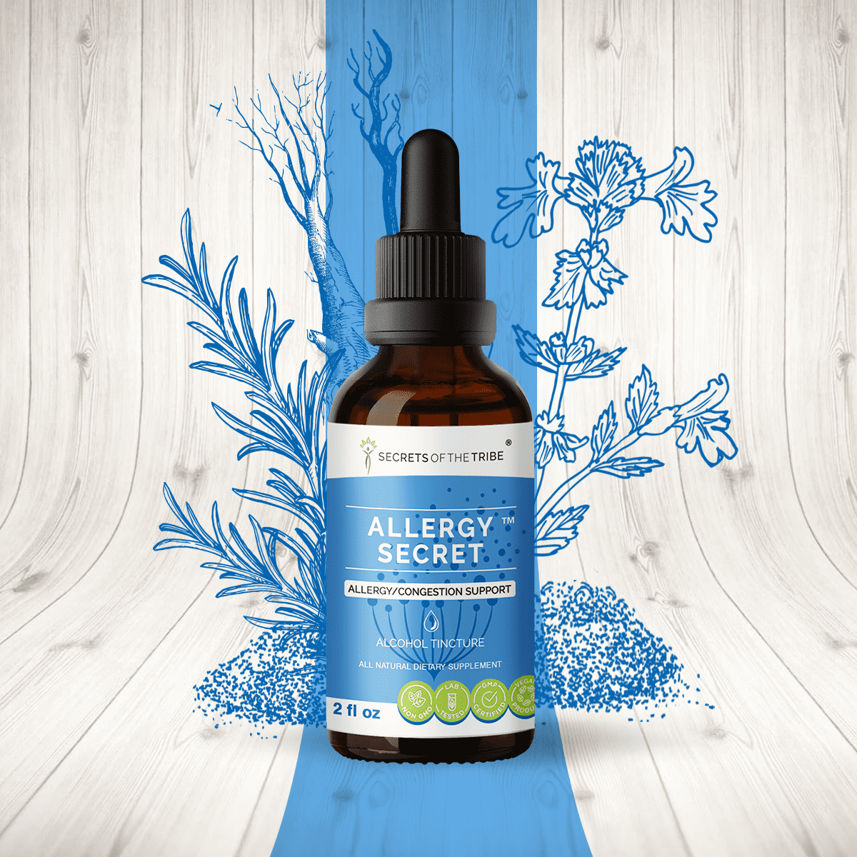 Allergy Secret Alcohol Extract, Tincture, Rosemary, Mullein leaf ...