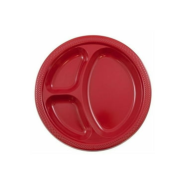 JAM Paper 3 Compartment Divided Plastic Plates, 20 per Pack, Yellow ...