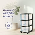 Homz Plastic 3-DRAWER Clear Home Storage Container Tower with Wheels ...