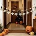 84 Inch Halloween Ghost Banner with Witch Hat, Rustic Wooden Bead Ghost ...