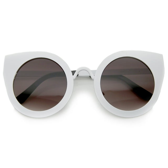 Sunglassla Unisex Womens Metal Frame Oversize Round Cat Eye Sunglasses