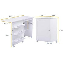 Craftian 60.9in White Folding Sewing Craft Table with with Charging ...