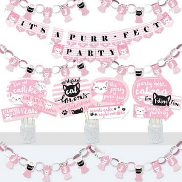 Purr-fect Cat Birthday Party Decorations Kit - Walmart.com