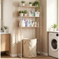 3-Tier Over Toilet Storage Shelf Natural & Gray Solid Pine Wood Space ...