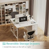 Lufeiya Small White Desk with Fabric Drawers, 40 Inch Kids Girls Teen ...