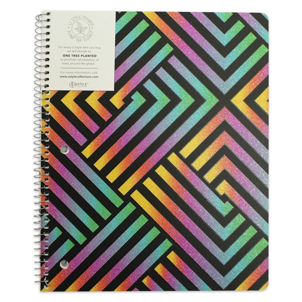 U Style Glitter Festival 1 Subject Notebook, 80 Sheets, College Rule ...
