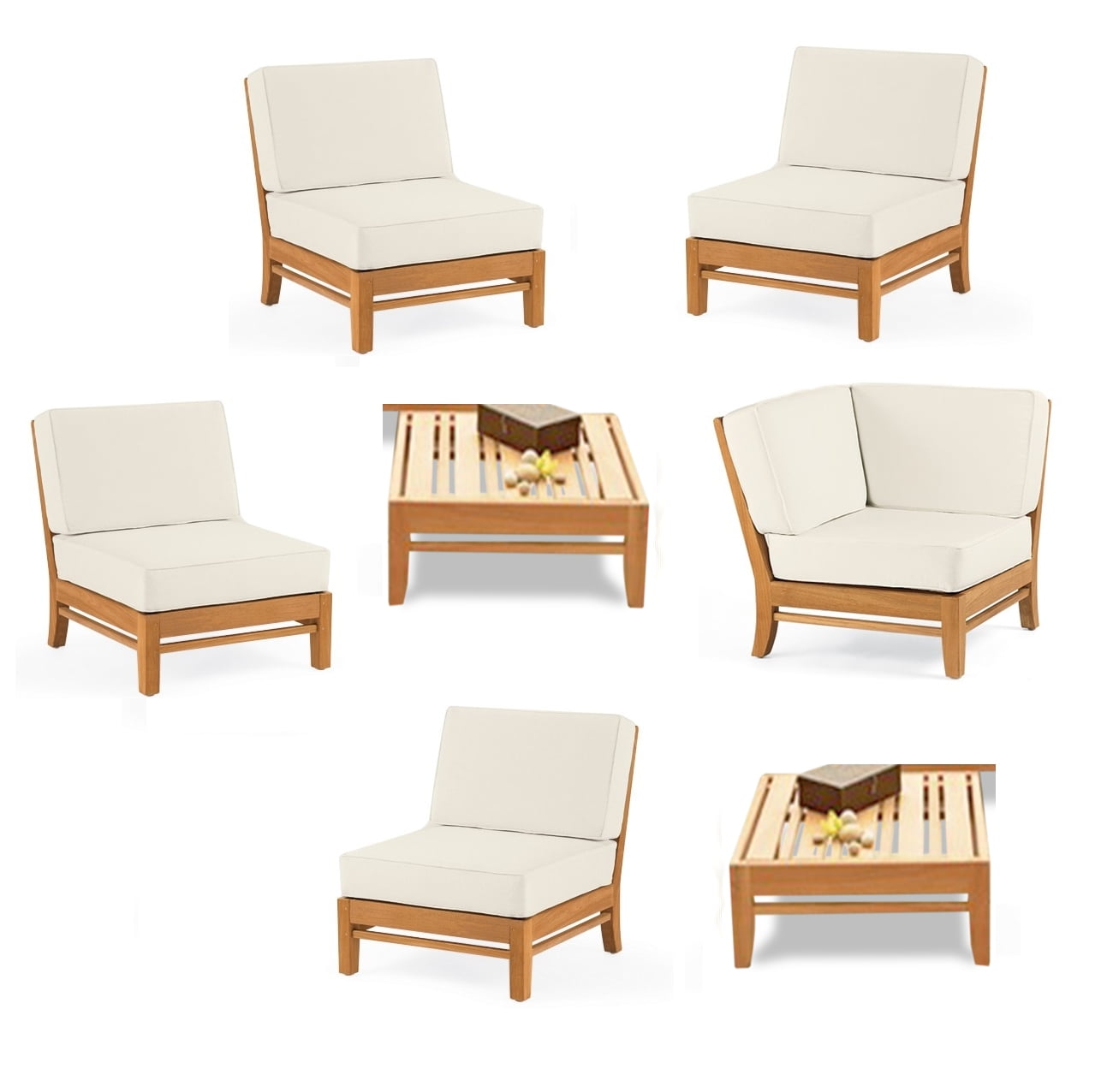 Ramled Sectional 7 Pc Lounge Chair Set: Corner Piece, 4 Lounge Chairs ...