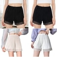Elegant Lace Trim Safety Shorts Soft Polyester Fabric Anti Roll Design ...