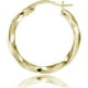 Gold-Tone over Sterling Silver 2mm Twist Round Hoop Earrings - Walmart.com