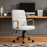 Yaheetech Rolling Desk Chair, 360° Swivel PU Leather Upholstered with ...