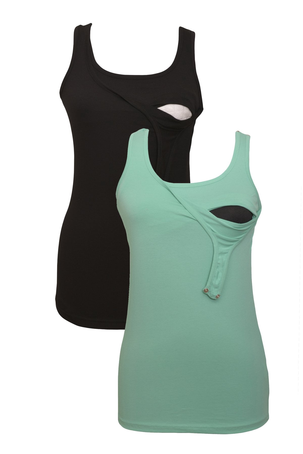 100% Premium Cotton - Women Nursing Maternity Tank Top 2 Piece Set ...