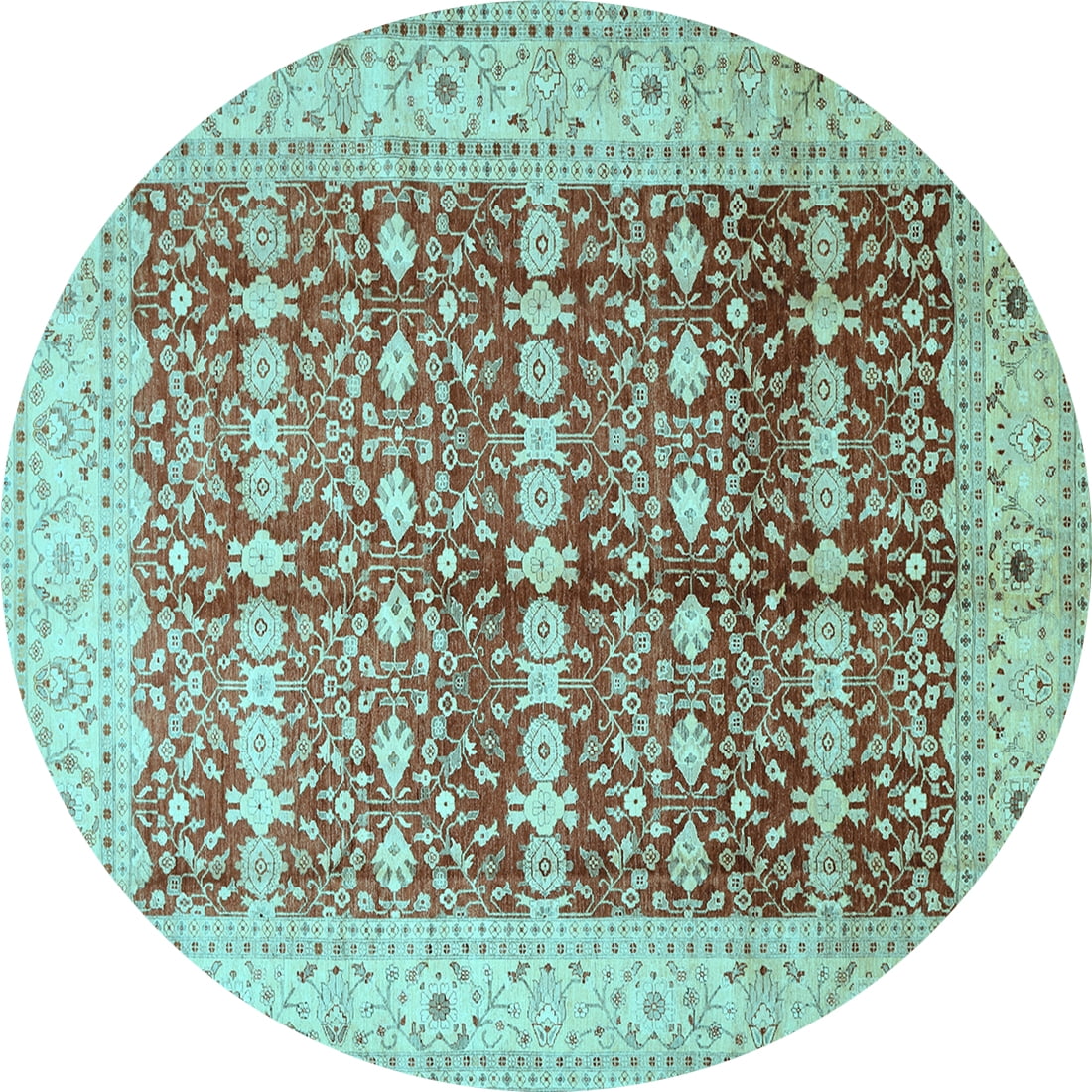 Ahgly Company Indoor Round Oriental Light Blue Traditional Area Rugs, 6 ...