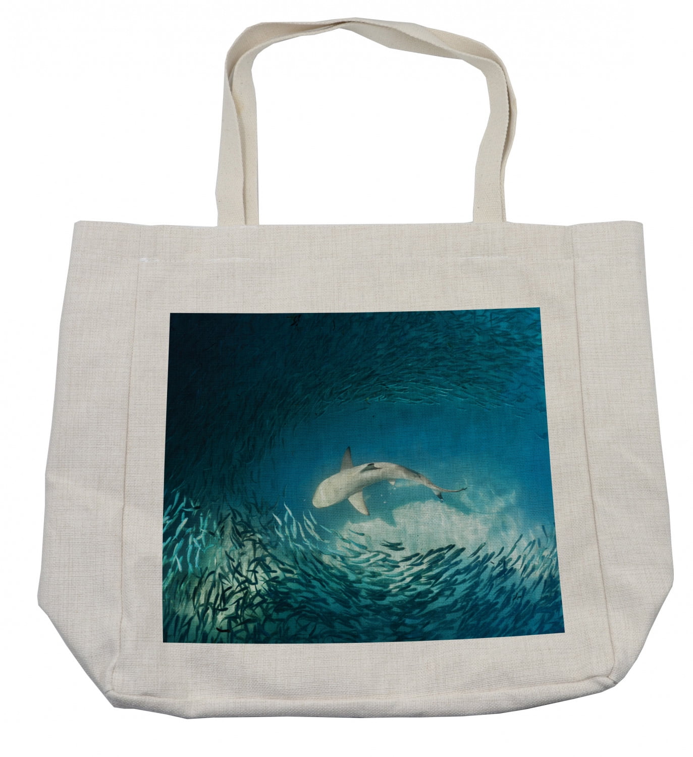 Sea Animals Shopping Bag, Shark and Small Fish Ocean Wilderness ...