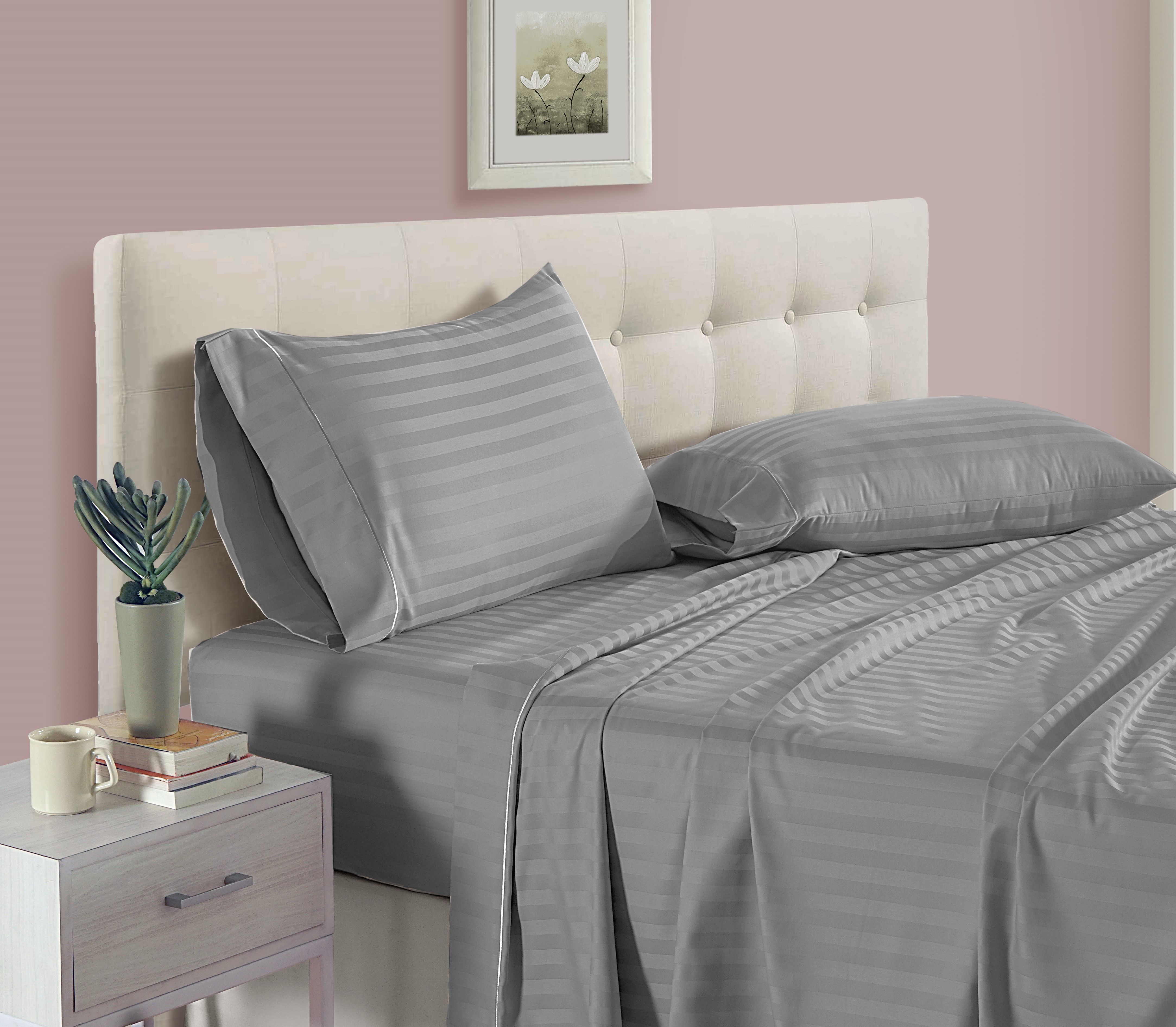 100 Egyptian Cotton 500 Thread Count Damask Stripe 4 Piece Sheet Set 100 Egyptian Cotton 500 Thread Count Damask Stripe 4 Piece Sheet Set
