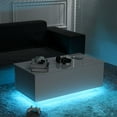 LED Lift Top Coffee Table with Charging Station Rectangle Cocktail ...