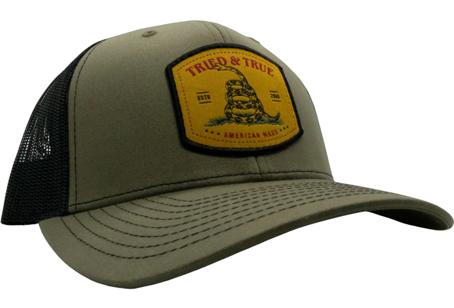 Tired and True Gadsden Flag snake Patch Mesh Back Trucker Hat Baseball ...