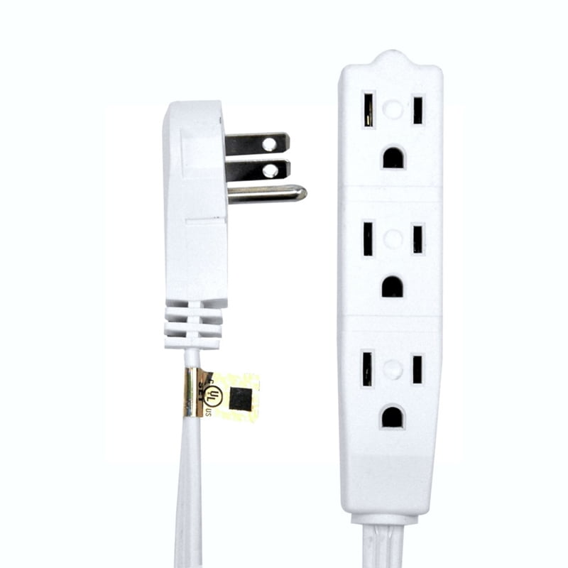 12 Feet White Durable Heavy Duty 3 Outlet Indoor 13A Flat Plug ...