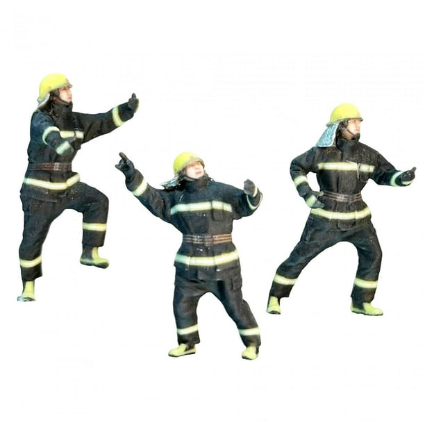 3 Pieces Firefighter Model Sand Table Ornament Diorama Action Figures ...