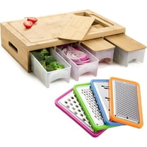 Chef Space Bamboo Kitchen Counter Chopping Board with Cooking Storage Trays - Walmart.com