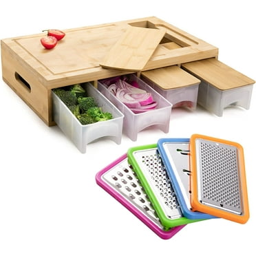 Tasty Poly Cutting Board Prep Station Set with Removable Trays, Tasty ...
