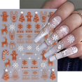 8 Sheets Christmas Nail Art Stickers 3D Self-Adhesive Elk Nail Art ...
