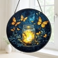 Enchanted Firefly Night Sun Catcher Stained Glass Style Forest Window ...