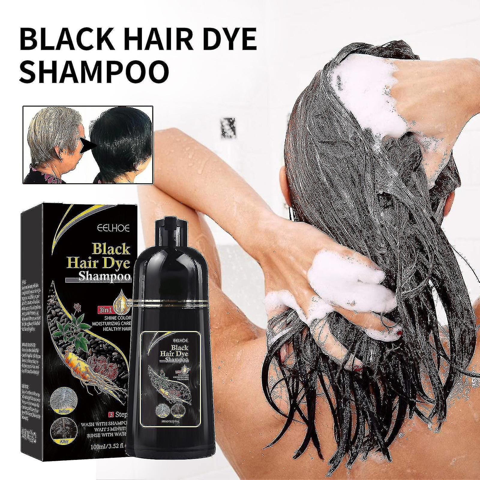 Champú de tinte de cabello negro, champú de color de cabello ...