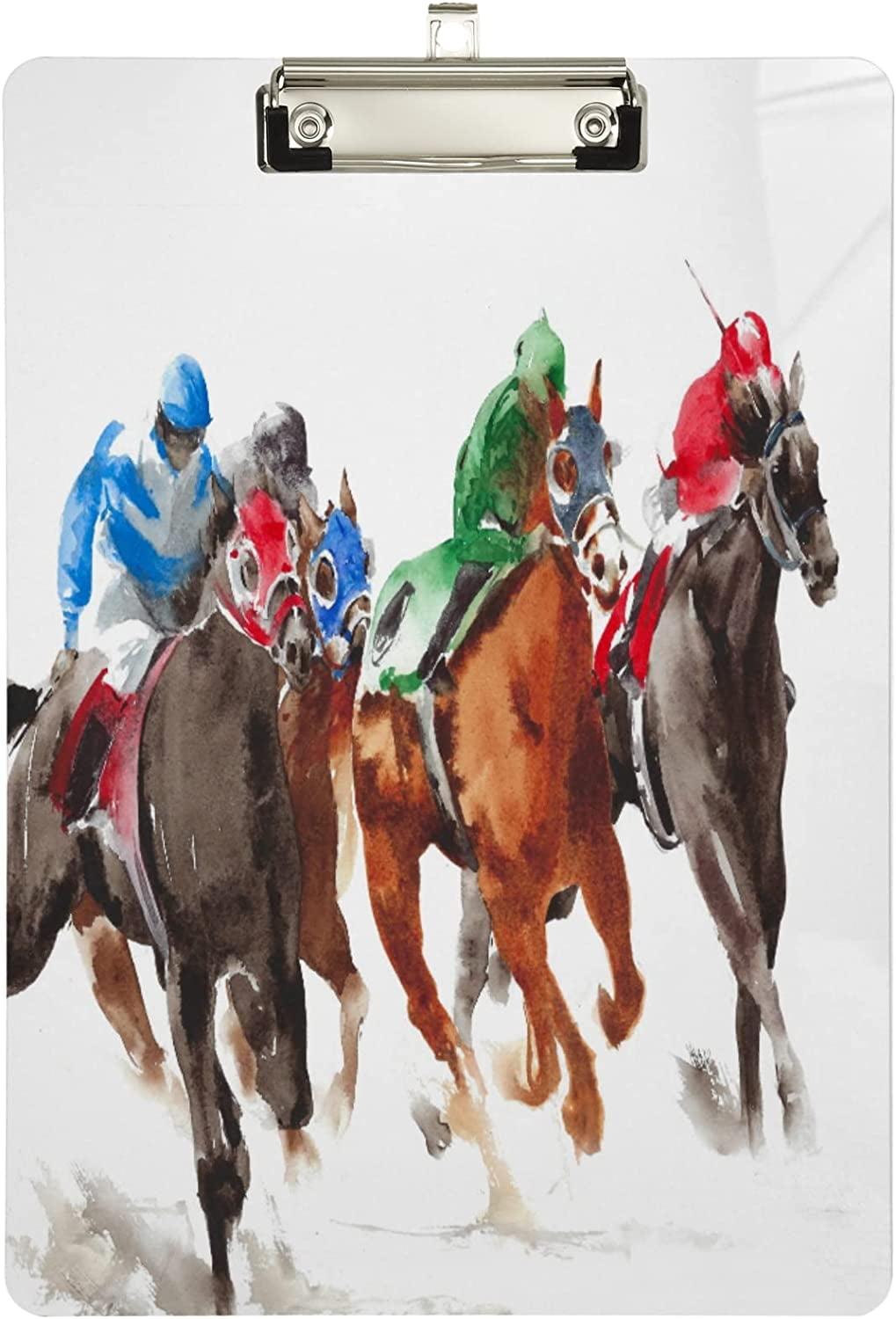 FMSHPON Watercolor Horse Racing Clipboard Hardboard Wood Nursing Clip ...