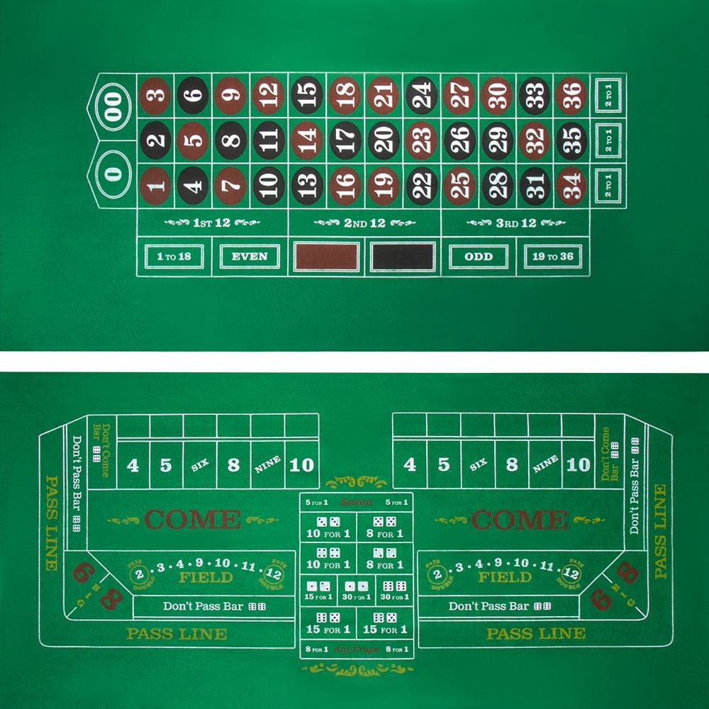 Roulette & Craps Green Casino Gaming Table Felt Layout, 36" x 72 ...