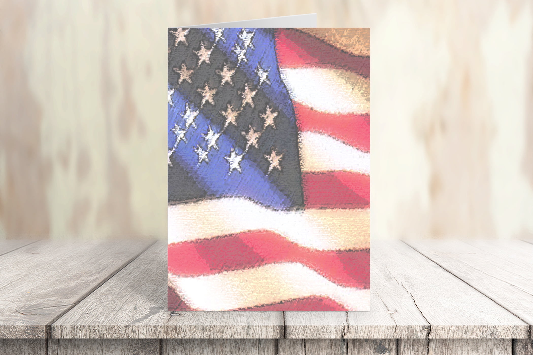 Patriotic Note Card - 10 Boxed USA Flag Blank Note Cards & Envelopes ...