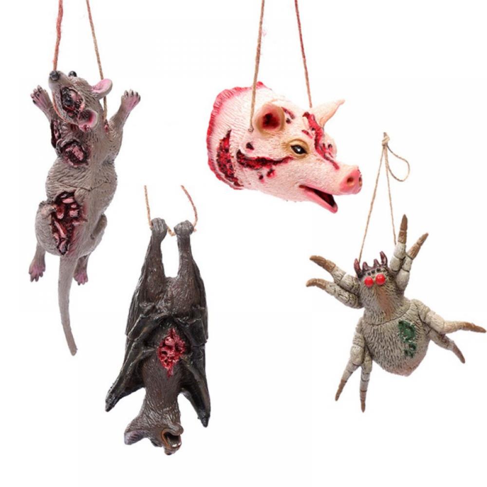 4 Pack Halloween Decor Hanging Rat Prop Realistic Looking Spooky Mice ...