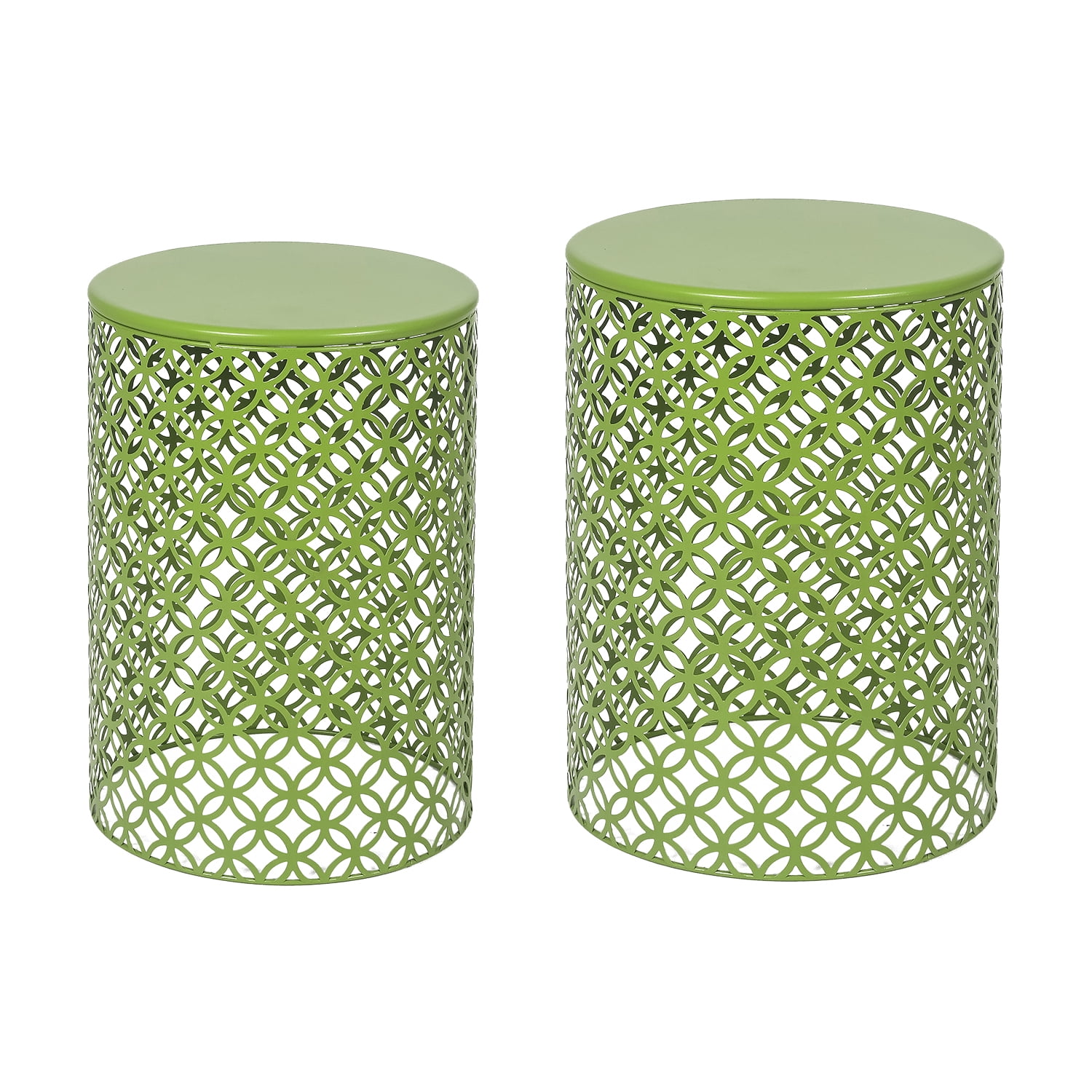 Homebeez Round Metal End Tables Nesting Side Tables Set of 2 Green ...