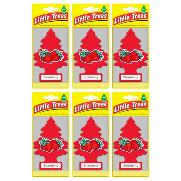 6 Pack Strawberry Scent Little Trees Air Freshener Home Car Hanging ...