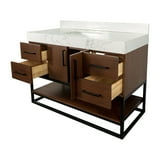 Ellis 48" Bathroom Vanity with Walnut Cabinet and Engineered Marble ...
