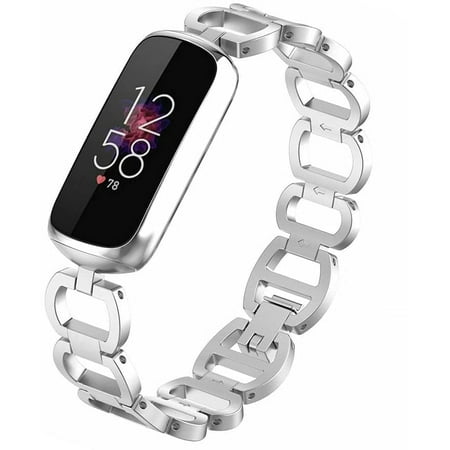 Compatible for Fitbit Luxe Bands,Women Metal Replacement Chain Bracelet ...