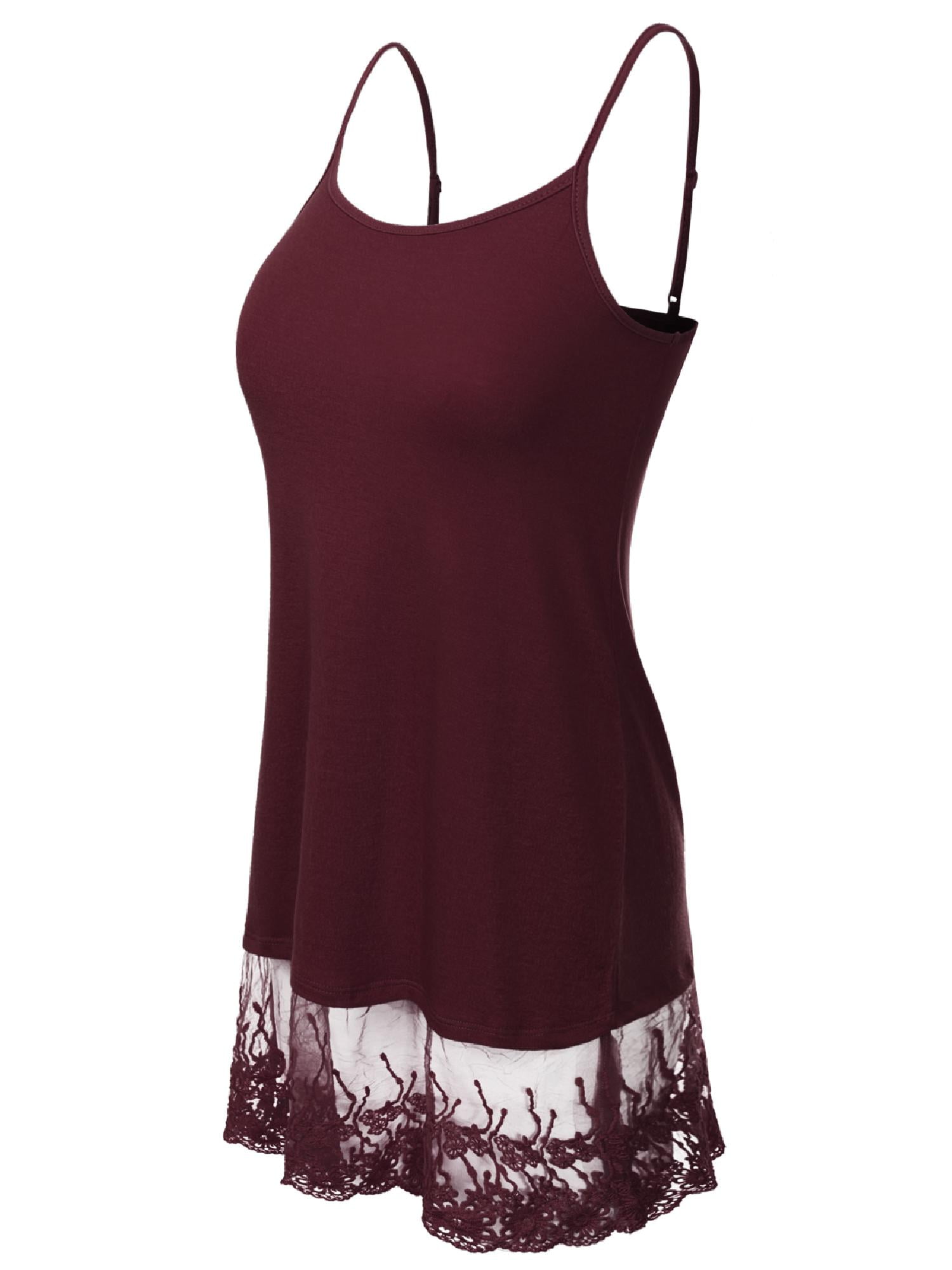 Made by Olivia Women's Long Line Cami with Lace Extender Camisole Tank ...