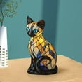 Stained Glass Cat Lamp, Cat Shaped Stained Resin Desk Light, Vintage 3D ...