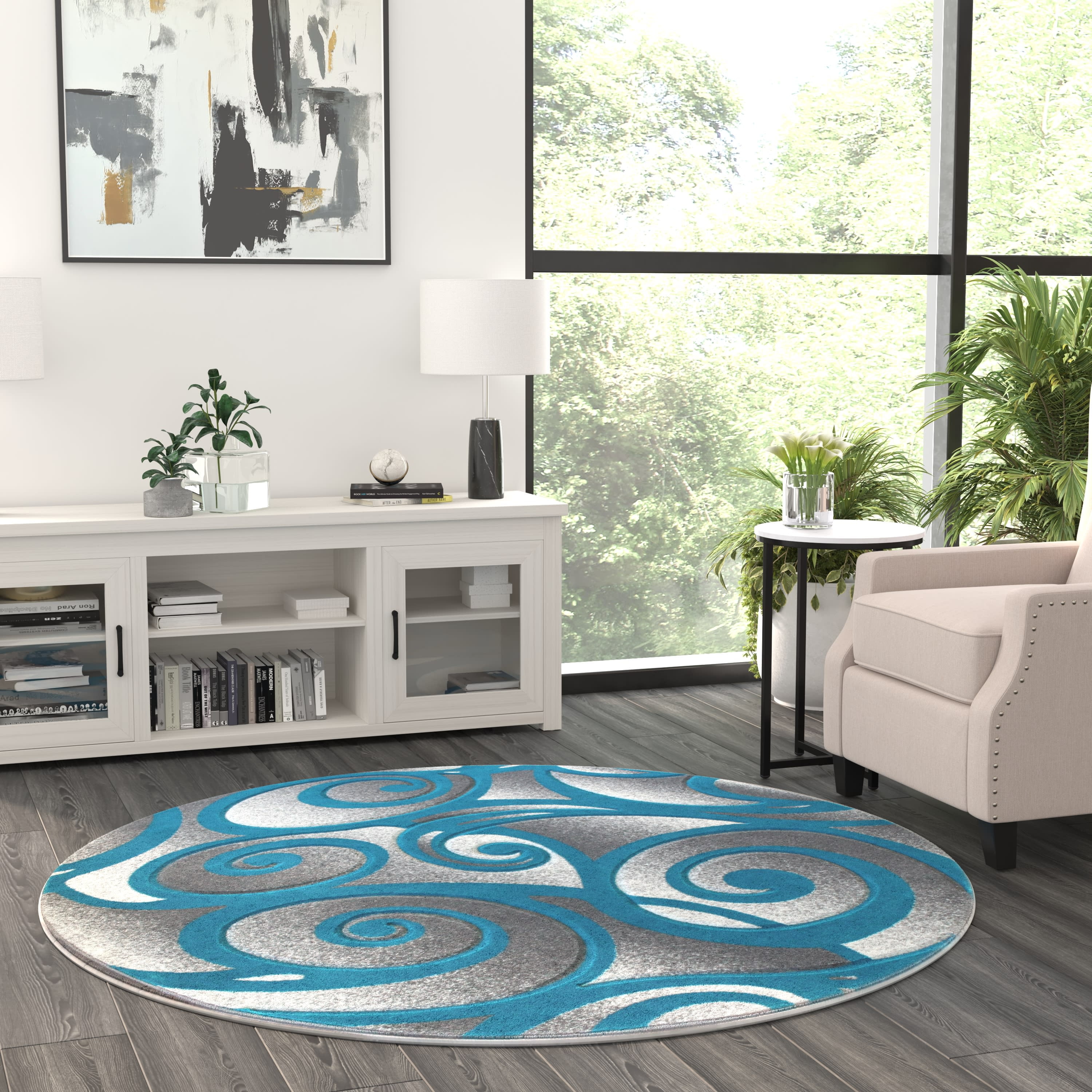 Turquoise And Gray Rug